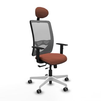 Piqueras y Crespo Zulema B&uuml;rostuhl mit 1D-Armen, h&ouml;henverstellbare Lendenwirbelst&uuml;tze und festes Kopfteil, ausgestattet mit Syncro/Traslack und Schneideschaum, Grau/Bra