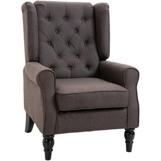 HOMCOM Sessel Ohrensessel mit Armlehnen, Loungesessel mit Kissen, Tufting, hoher R&uuml;ckenlehne Armlehnensessel mit Holzbeine, Relaxsessel f&uuml;r