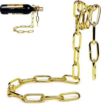 Generico Weinregal mit Kette, f&uuml;r Flaschen mit Gliederkette aus schwimmendem Eisen, kreativ, f&uuml;r Weinaufbewahrung, Tischregal f&uuml;r Wein mit D-Design