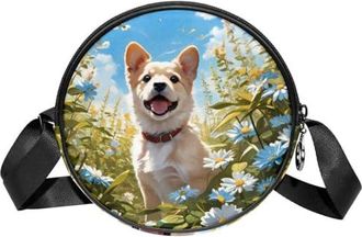 Generic Sac &agrave; bandouli&egrave;re rond pour femme, petit sac &agrave; bandouli&egrave;re avec fermeture &eacute;clair et bretelles r&eacute;glables style d&eacute;contract&eacute; pour femmes et filles