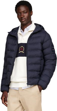 Tommy Hilfiger Herren Steppjacke Mid Weight mit Kapuze, Blau (Desert Sky), XXL