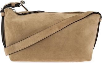 Moschino Wildleder-Umh&auml;ngetasche mit Logo - - Bags - Damen - Beige - ONE SIZE