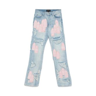 Who Decides War by Ev Bravado Homme, Jeans, Bleu, Taille: W28 Jean Classique Bleu Ciel avec Patch Logo