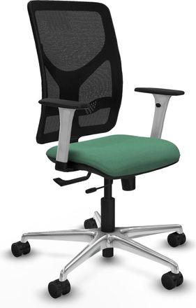 Piqueras y Crespo B&uuml;rostuhl, R&uuml;ckenlehne aus Netzstoff, mit wei&szlig;en und schwarzen Armlehnen, h&ouml;henverstellbare Lendenwirbelst&uuml;tze, ausgestattet mit Syncro/Traslack und S