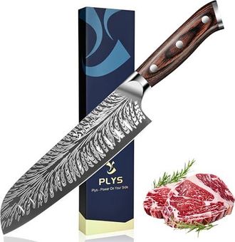 Plys Couteau Santoku Couteaux Cuisine Japonais: 17.6cm Professionnel Acier Inoxydable Couteau Legume Cadeaux pour Papa Et Maman