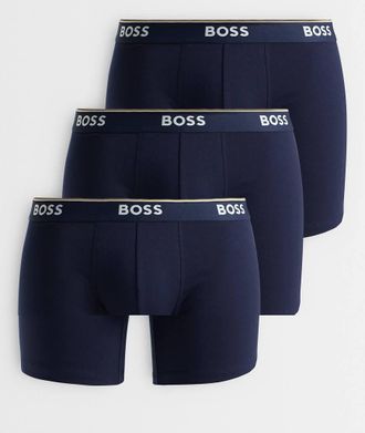 HUGO BOSS 3er-Pack Trunks mit Power-Logo-Bund in Schwarz-Blau