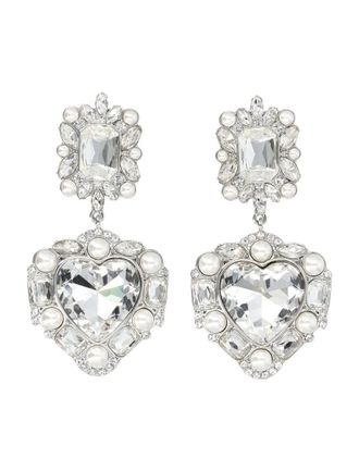 Self Portrait Ohrringe - Crystal Pearl Tiered Heart Earrings - Gr. unisize - in Silber - f&uuml;r Damen