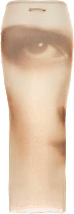Jean Paul Gaultier Womens Printed Tulle Skirt Beige Gonne