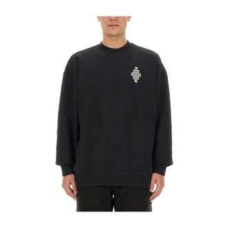Marcelo Burlon Homme, Sweatshirts et sweats &agrave; capuche, Noir, Taille: XL SweaT-shirt en coton Cross Optical