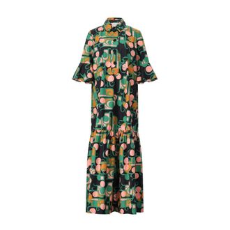 La DoubleJ Retro Maxikleid mit Flowy Ruffles - - Dresses - Damen - Mehrfarbig - S