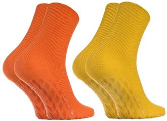 Rainbow Socks Damen Herren Antirutsch Diabetiker Socken Ohne Gummibund ABS - 2 Paar - Gelb Orange - Gr&ouml;&szlig;en 44-46