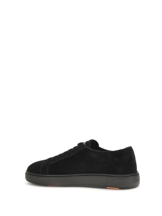 Santoni Mens Suede Sneakers Black Trainers