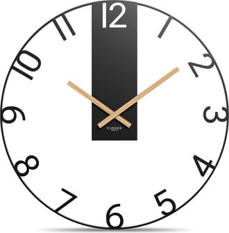 Cander Berlin SOLVIG XXL Wanduhr lautlos 60 cm Metall Holz-Zeiger ohne Tickgeräusche groß modern schwarz Wohnzimmer Küche Vintage