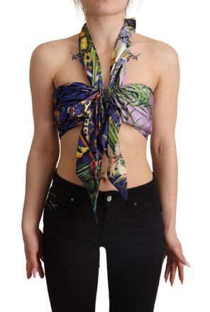 Dolce & Gabbana Womens Multicolor Foulard Silk Halter Cropped Top