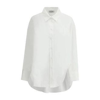 The Attico Asymmetrische Baumwollbluse mit Besticktem Logo - - Blouses & Shirts - Damen - Wei&szlig; - XS