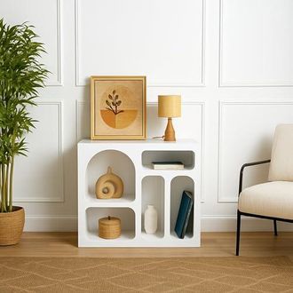 Dmora Anrichte Bellatrix 80x35x74 cm Wei&szlig;, 6 F&auml;cher, Sideboard