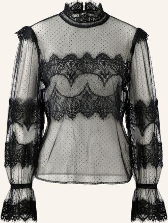 Oui Blusenshirt Im Materialmix Mit Spitze schwarz