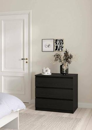 Dmora Kommode Lilou, Mehrzweckkommode, Schlafzimmerkommode, Schrank mit Schubladen, 77x50 h68 cm, Schwarz