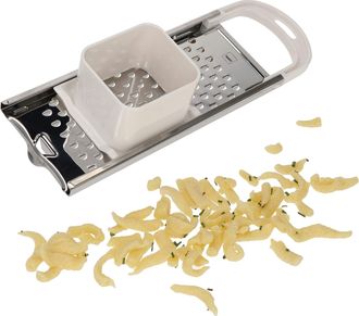 MamboCat Anna Spätzlehobel mit Teigschlitten für Profis I Spätzlereibe I robuster Edelstahl & Kunststoff I Weiß & Silber I