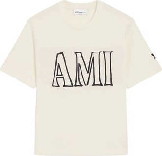 Ami Femme, Tops, Beige, Taille: 44 FR Boxy Fit Short Sleeve Teeshirt