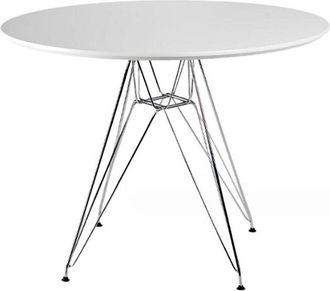 Generic Runder Esstisch mit weißem MDF-Furnier und schwarzen Metallbeinen Küchentisch Holztisch Esszimmermöbel im industriellen modernen Stil (Größe: 80 cm)