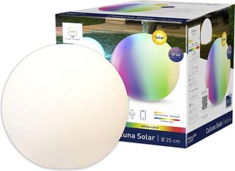 Müller-Licht tint smarte Outdoor LED Kugel Calluna Solar, Solarleuchtkugel Ø 25 cm, weißes und farbiges Licht RGB, Zigbee, funktioniert mit Alexa
