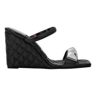 Philipp Plein Femme, Chaussures, Noir, Taille: 38 EU Sandales en Cuir Compens&eacute;es Matelass&eacute; &agrave; Clous