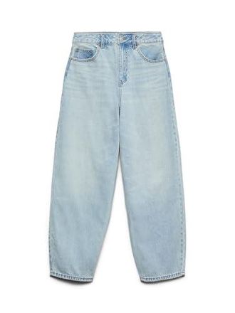 Vero Moda Vero Moda Vmbillie HR Barrel ANK Mix GA Noos Jeans pour Femme Taille Haute, Bleu Jeans Clair, 27W / 32L
