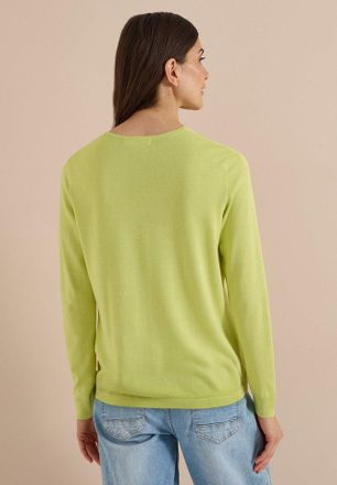 Cecil Strickpullover Baumwoll-Viskosemix, Feinstrick, unifarben