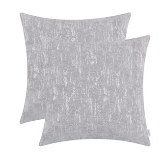 CaliTime Dekokissenbezüge 2er Pack Marmorierung Jacquard Solid Dyed Super Soft Chenille Kissenbezüge für Couch Sofa Home Bauernhaus Dekoration 50cm x 50cm Moon