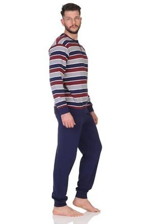 Normann Pyjama pour homme avec poignets en qualit&eacute; Interlock chaude et douillette, rouge, 54