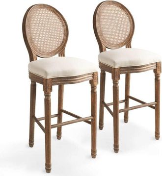 Les Tendances Chaises de bar 2 pcs Blanc Lin 2