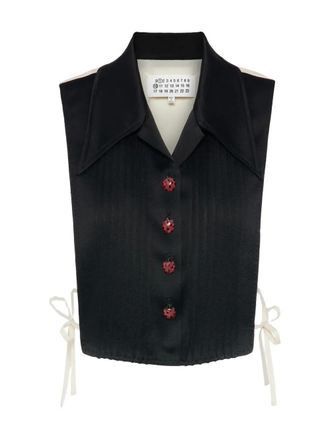 Maison Margiela t-shirt &agrave; boutons coccinelle - Noir