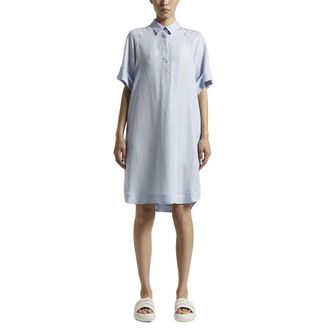 PESERICO Femme, Robes, Bleu, Taille: 38 FR Robe Midi en Lin Viscose