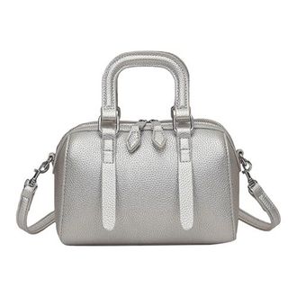 Generic Sac &agrave; bandouli&egrave;re en cuir synth&eacute;tique pour femme, sac &agrave; main polyvalent pour le travail, le shopping, les voyages, lautomne, argent, 16.14x9.84x5.12in