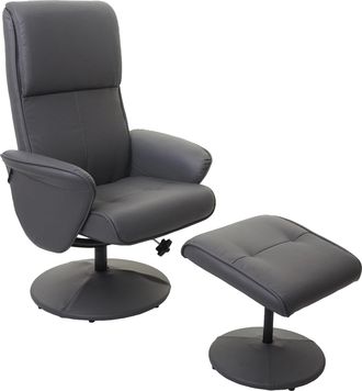 Mendler Relaxsessel Helsinki, Fernsehsessel Relaxliege TV-Sessel mit Hocker - Kunstleder, mattgrau