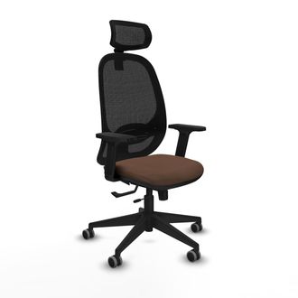 Piqueras y Crespo B&uuml;rostuhl Home Office Cilanco mit 2D-Armen, h&ouml;henverstellbare Lendenwirbelst&uuml;tze und Kopfteil h&ouml;henverstellbar und neigbar, Schwarz/Dunkelbraun