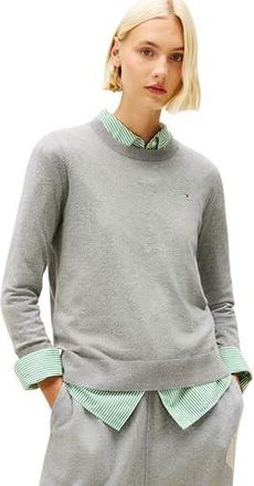 Tommy Hilfiger Pull CO Jersey Fine GG LS C-NK SWT WW0WW44984 pour Femme, Gris (Med Heather Grey), XL, Gris (Med Heather Grey), XL