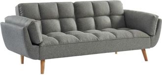 Vente-Unique Vente-unique - Canap&eacute; 3 places convertible clic-clac en tissu gris chin&eacute; loeline