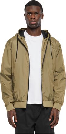 Urban Classics Herren Jacke Contrast Windrunner, winddichte &Uuml;bergangsjacke mit Kapuze, Rei&szlig;verschluss, Regular Fit, Khaki/black, M
