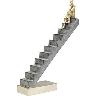 Kare Design Design Deko Objekt Stairway Grau/Gold, Skulptur, Deko Figur, Dekoration f&uuml;r Wohnzimmer, Schlafzimmer, B&uuml;ro, Regale, Accessoire, Dekotreppe, 37 cm