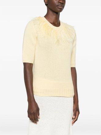 Fabiana Filippi Feather-Trim Sweater - Yellow