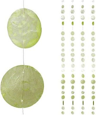 Relaxdays Guirlande de Nacre, Lot de 4, fenêtre, Balcon, Porte, Rideau de séparation, 180 cm, étoile, Vert Clair