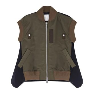 sacai Femme, Vestes, Multicolore, Taille: 38 FR Veste en nylon avec empi&egrave;cement en tissu au dos