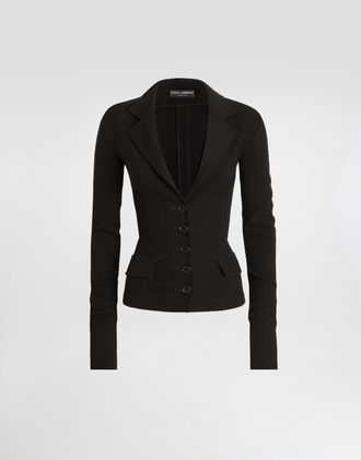 Dolce & Gabbana Einreihige Jacke Aus Wolle In Leinwandbindung - Frau Blazer Schwarz 38