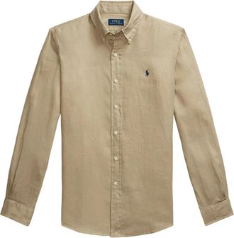 Ralph Lauren Homme, Chemises, Beige, Taille: S Classic Fit Linen Shirt