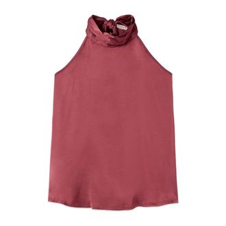 Oltre Neckholder-Top aus Viskosesatin - - Tops - Damen - Rot - XL