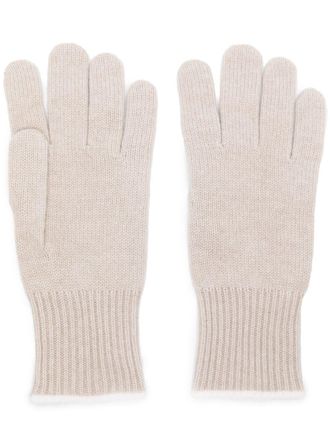 Brunello Cucinelli gants &agrave; bords contrastants - Tons neutres