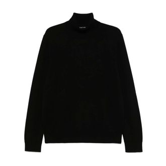 Michael Kors Homme, Pulls, Noir, Taille: XL Wool Turtleneck Sweater