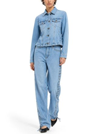 Rotate Organic Cotton Lace-Detail Jeans - Blue